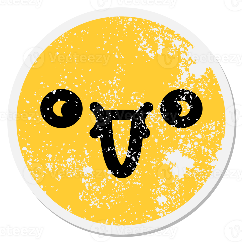 Cute Happy Cross Eyed Face Circular Sticker 45118934 Png