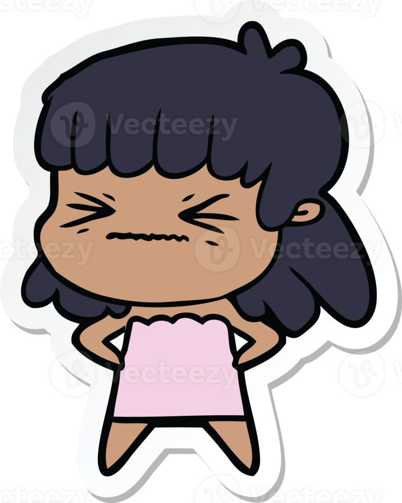 pegatina de una chica enojada de dibujos animados 45124021 PNG pegatina de una chica enojada de dibujos animados 45124021 PNG