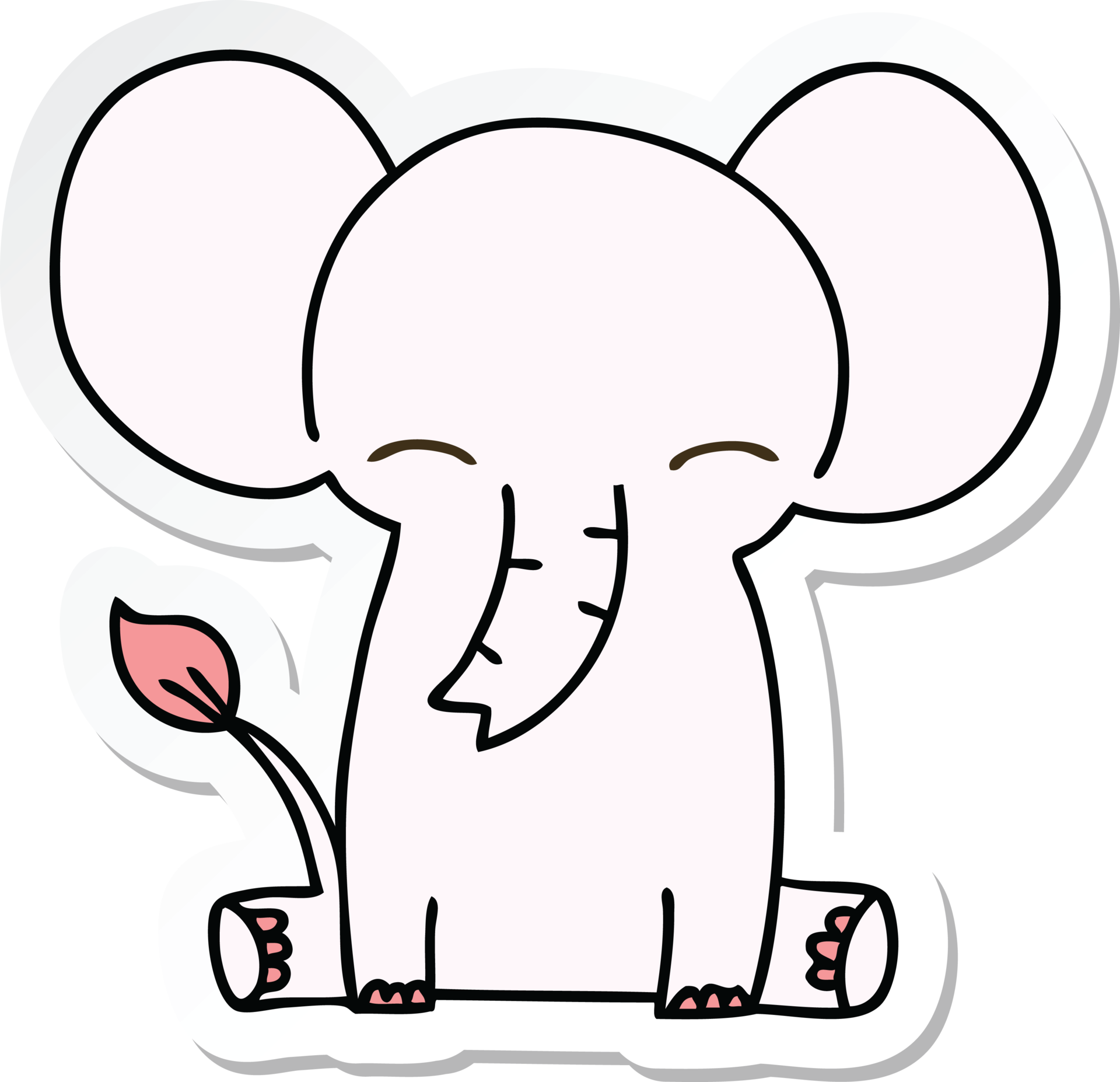 Sticker Of A Quirky Hand Drawn Cartoon Elephant 45128588 Png