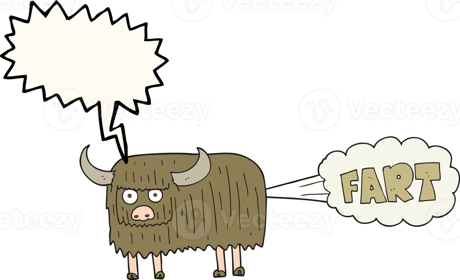 Hand Drawn Speech Bubble Cartoon Hairy Cow Farting 45130467 Png