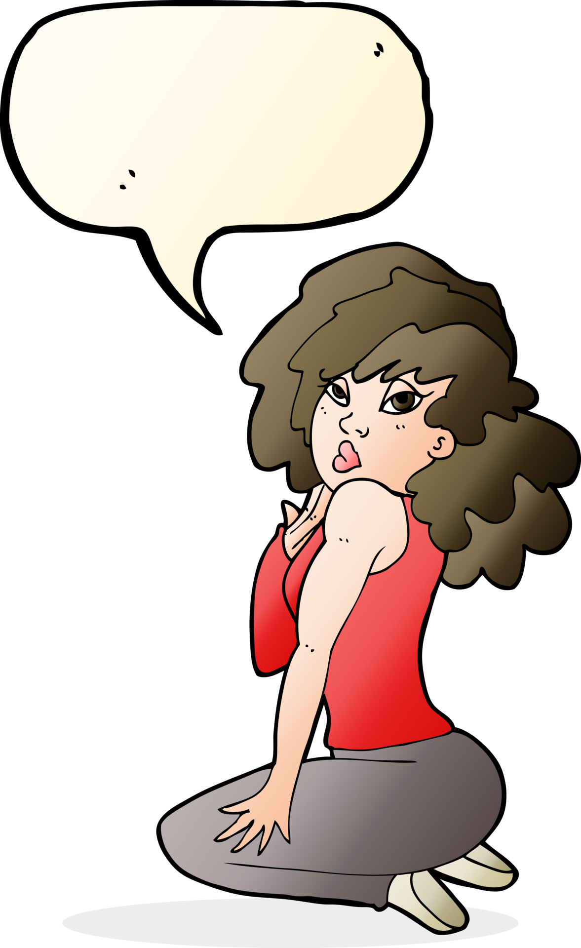 Cartoon Woman Posing With Speech Bubble 45131950 Png