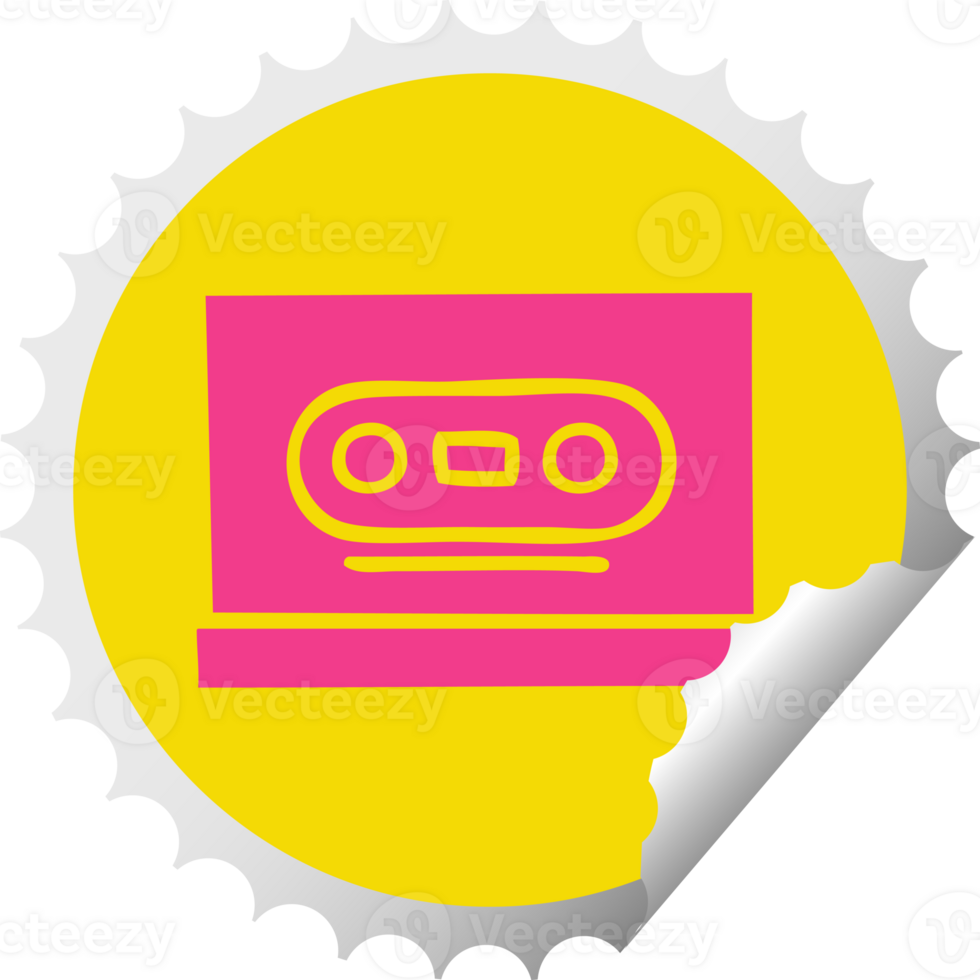 Circular Peeling Sticker Cartoon Of A Retro Cassette 45134701 Png