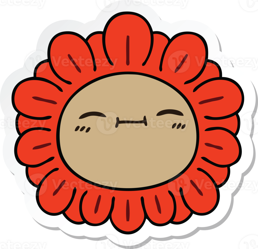 Sticker Of A Quirky Hand Drawn Cartoon Flower 45136178 Png
