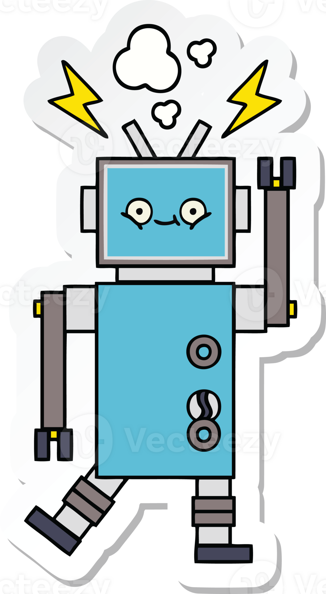 Sticker Of A Cute Cartoon Dancing Robot 45142724 Png