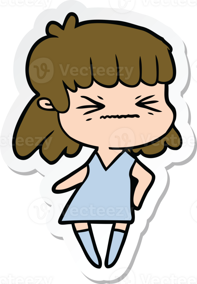 pegatina de una chica enojada de dibujos animados 45143651 PNG pegatina de una chica enojada de dibujos animados 45143651 PNG