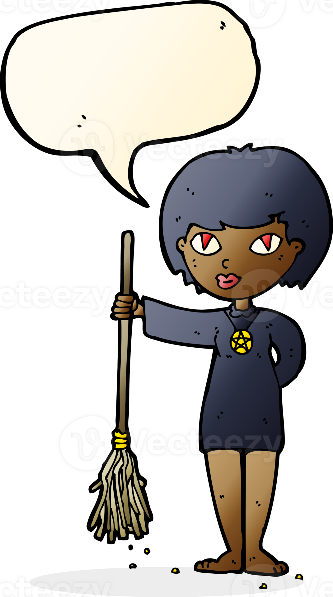 Cartoon Pretty Witch Girl With Speech Bubble 45144058 Png