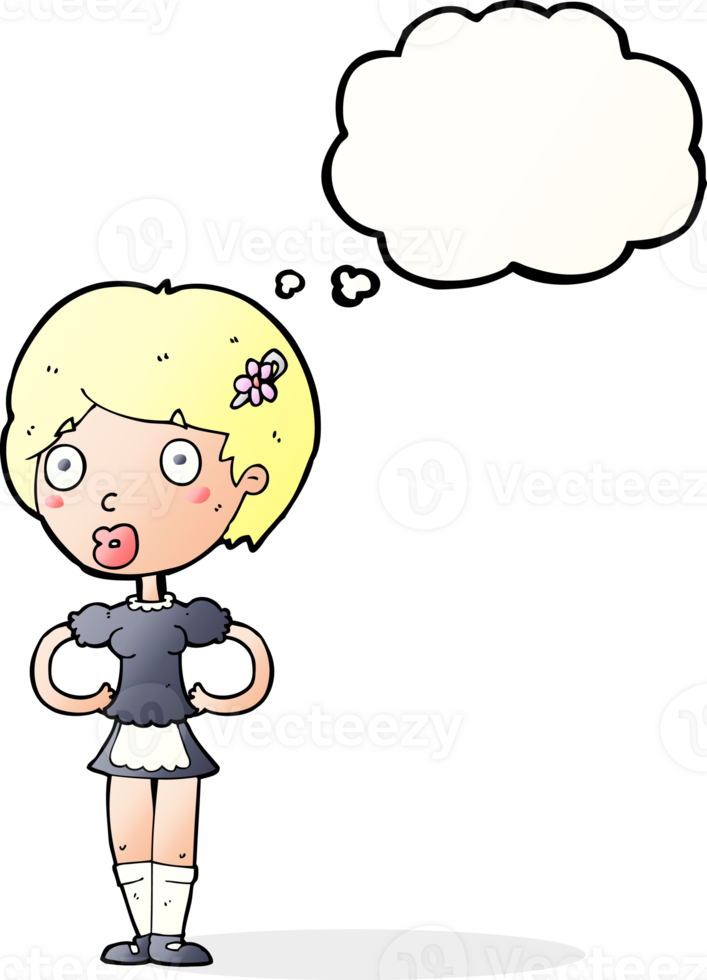 Cartoon Woman In French Maid Outfit With Thought Bubble 45144366 Png