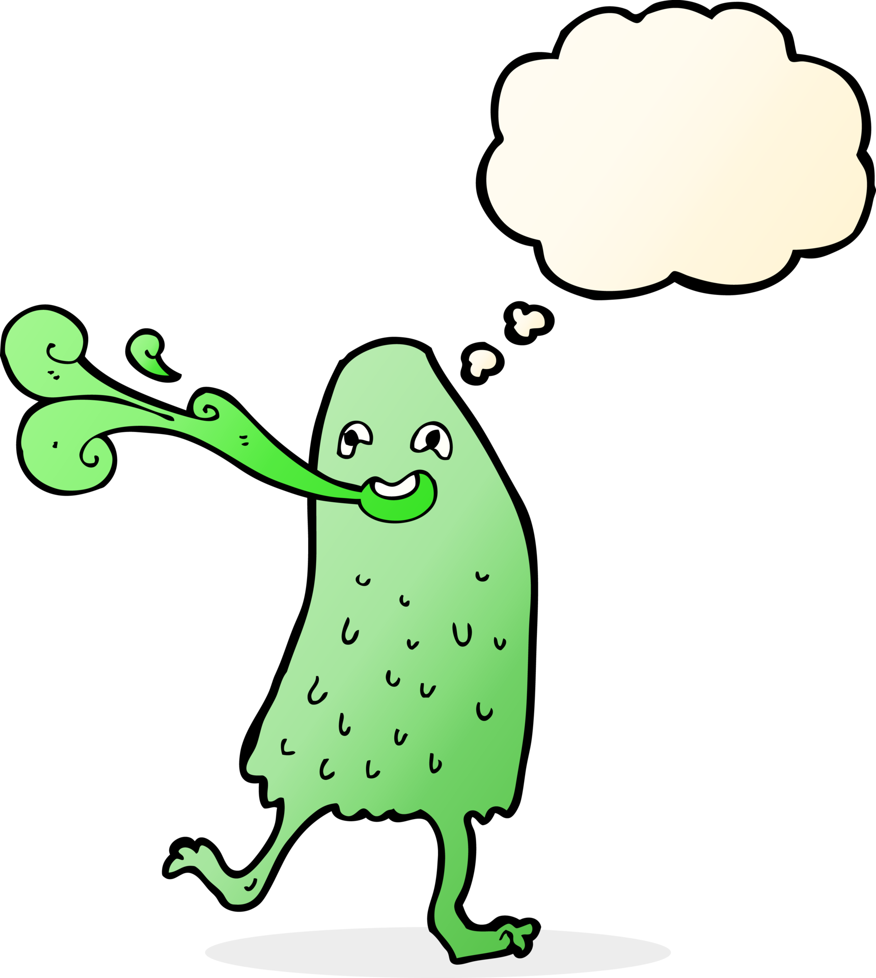 Cartoon Funny Slime Monster With Thought Bubble 45145891 Png