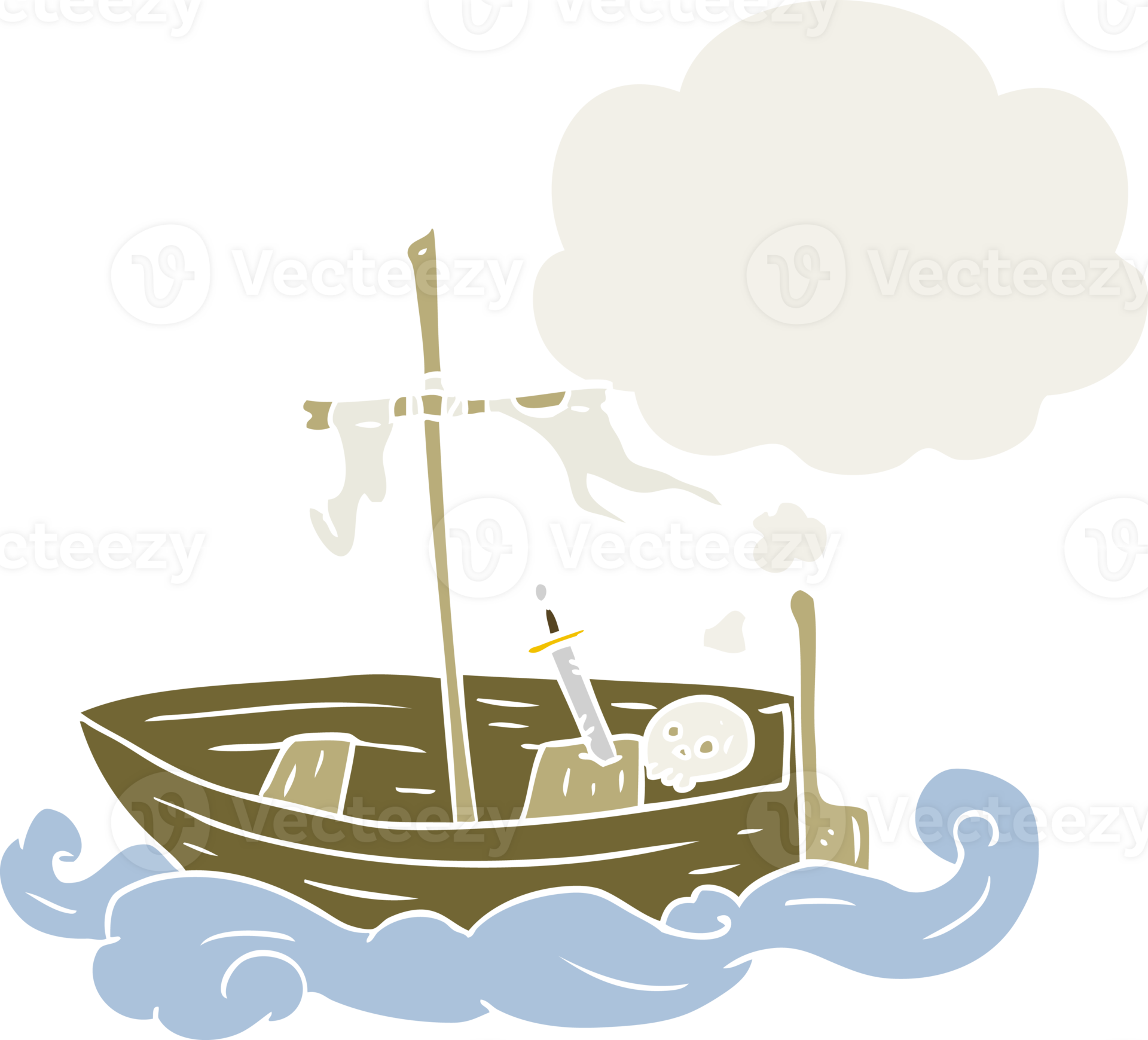 Cartoon Old Boat With Thought Bubble In Retro Style 45146032 Png
