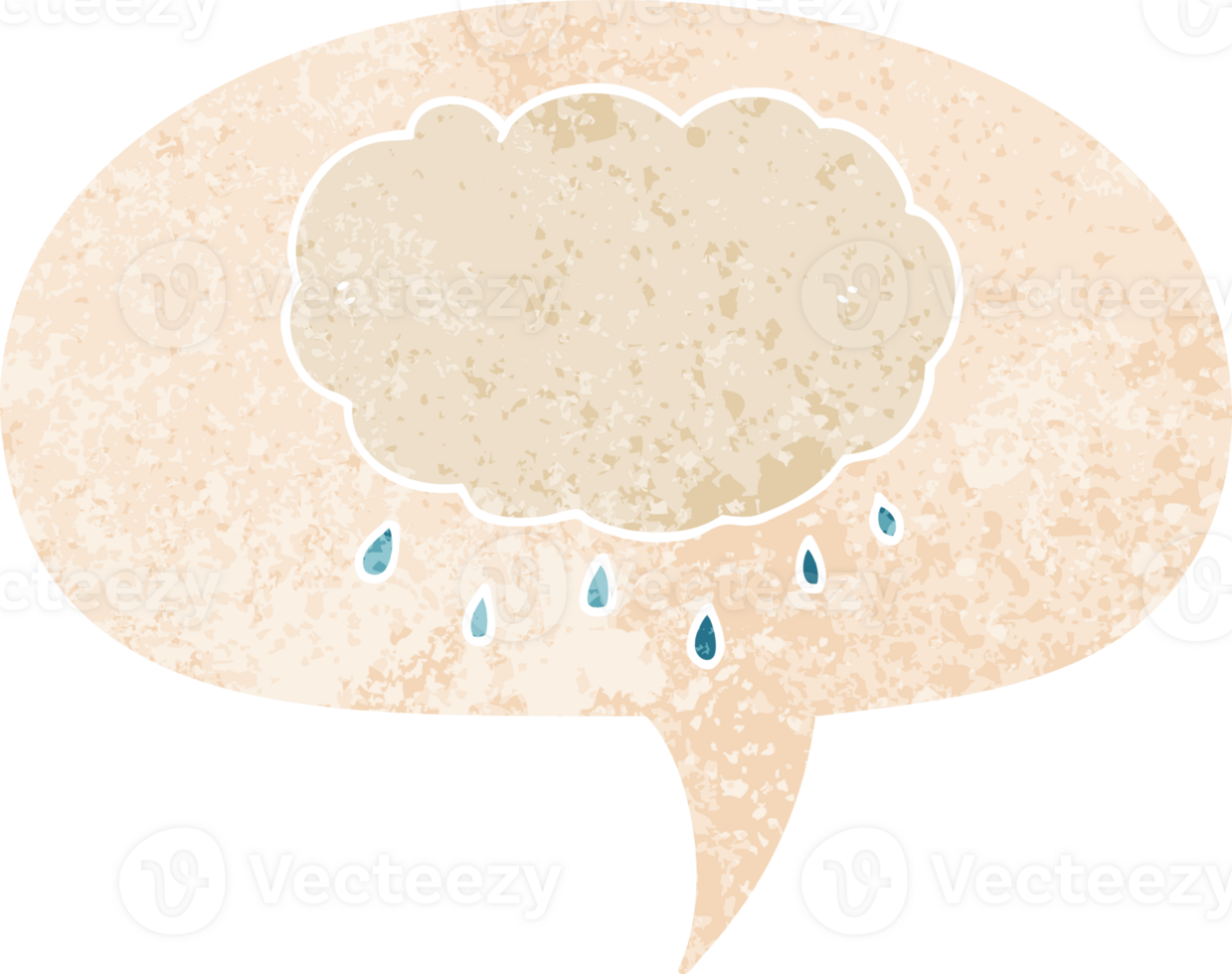 cartoon rain cloud with speech bubble in grunge distressed retro textured style 45146947 PNG