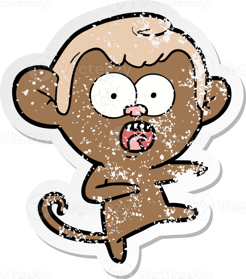 distressed sticker of a cartoon shocked monkey 45147069 PNG