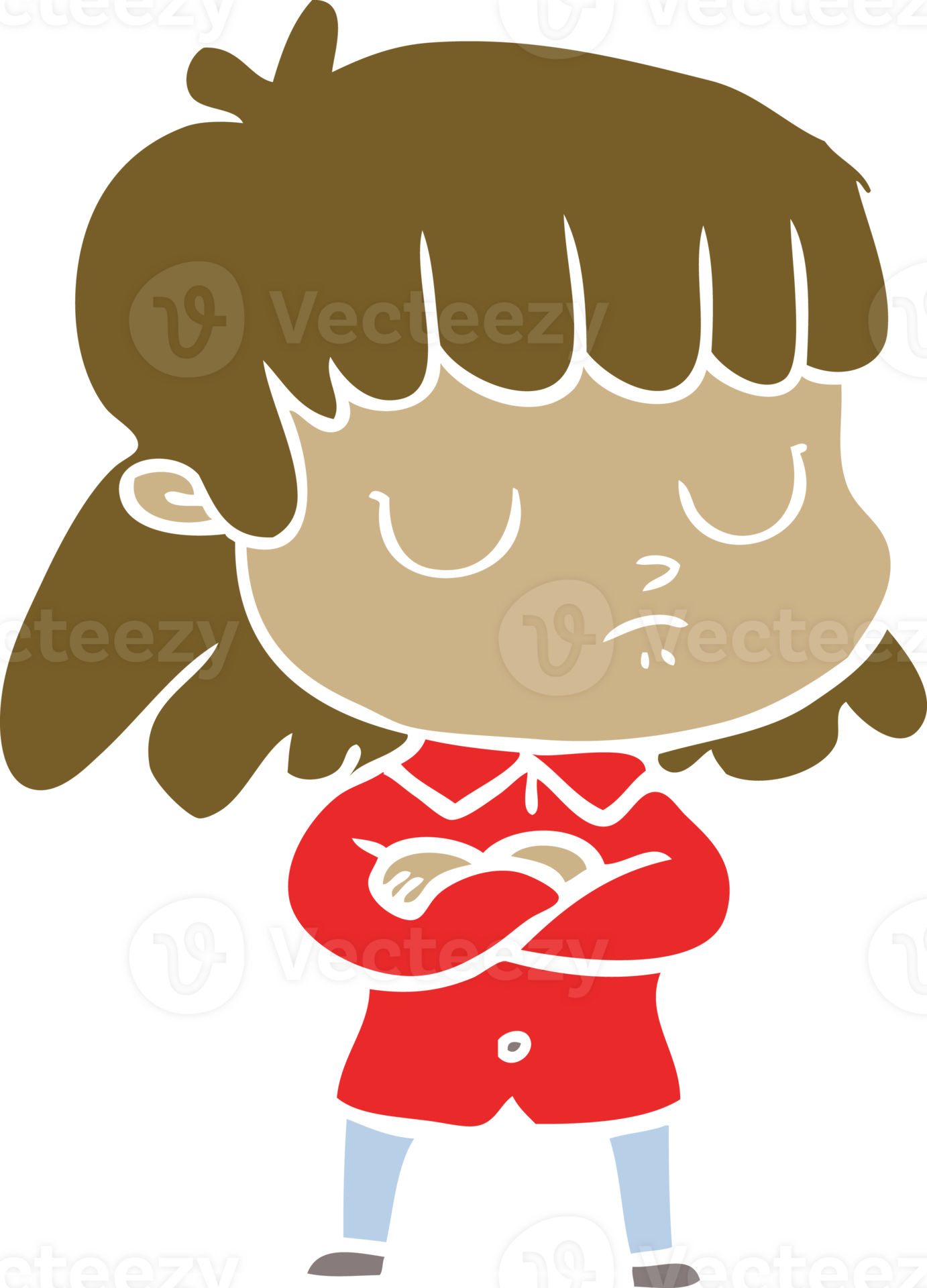 flat color style cartoon indifferent woman folding arms 45147737 PNG