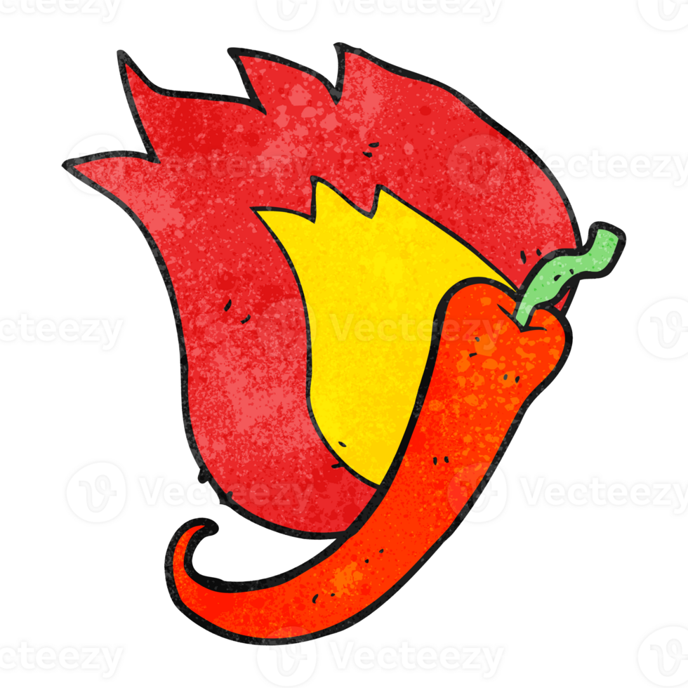 Hand Textured Cartoon Flaming Hot Chilli Pepper 45159317 Png