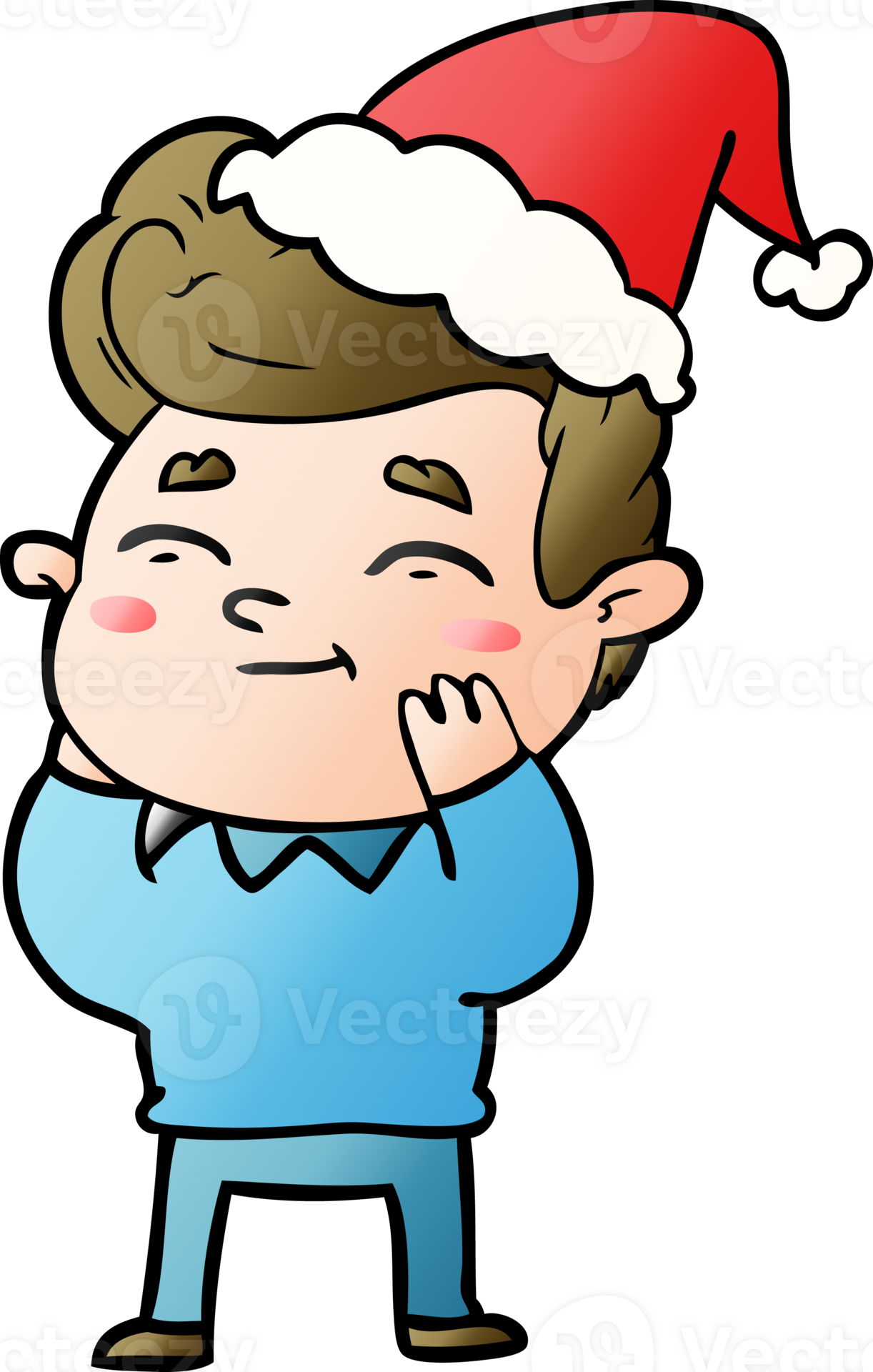 Happy Hand Drawn Gradient Cartoon Of A Man Wearing Santa Hat 45164156 Png