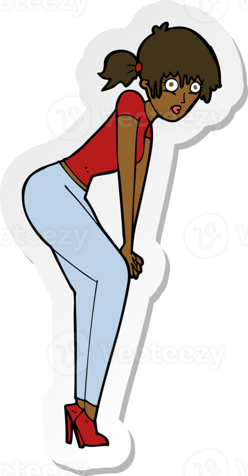 Sticker Of A Cartoon Woman Posing 45183146 Png