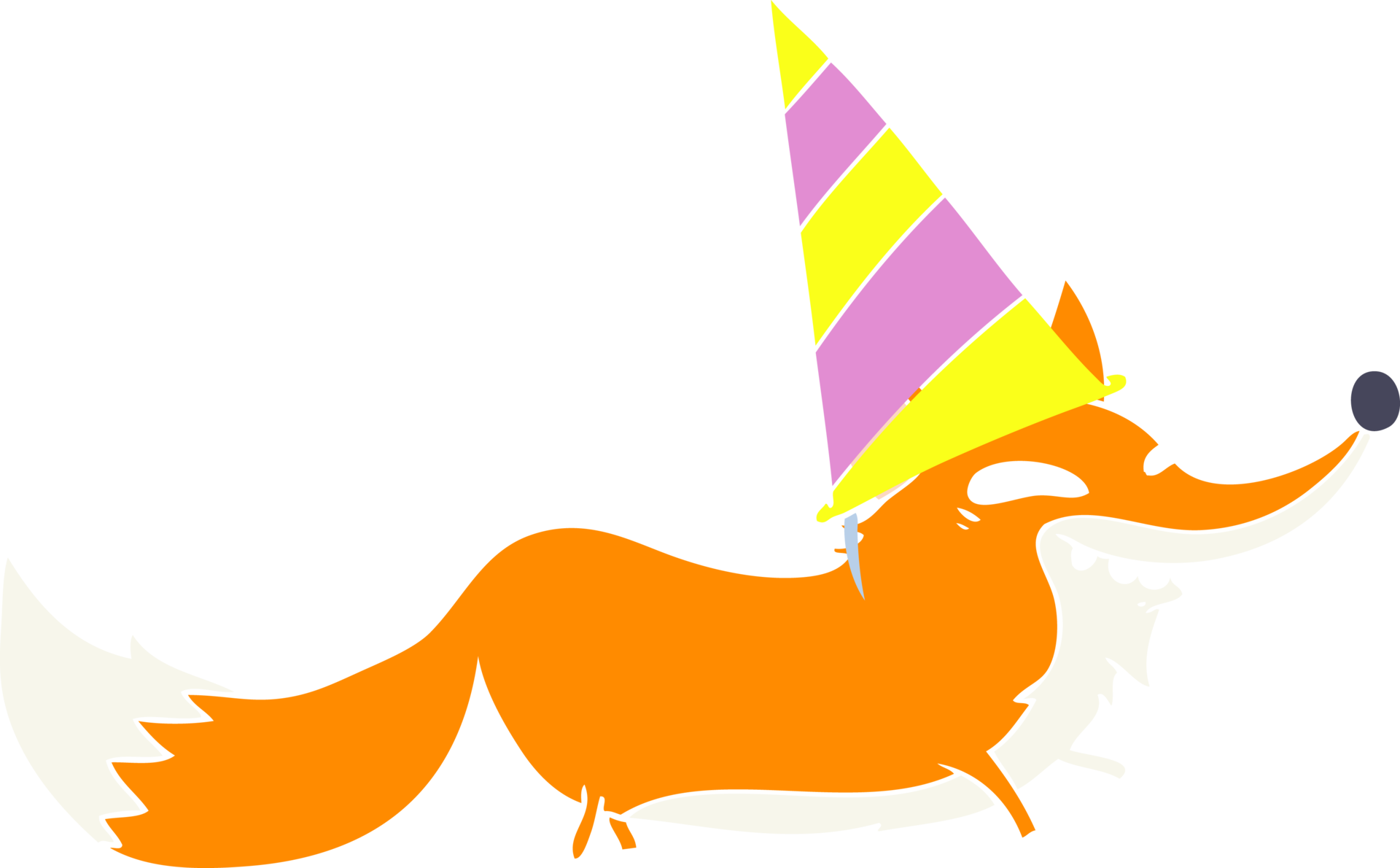 Flat Color Style Cartoon Sly Fox In Party Hat 45183912 Png