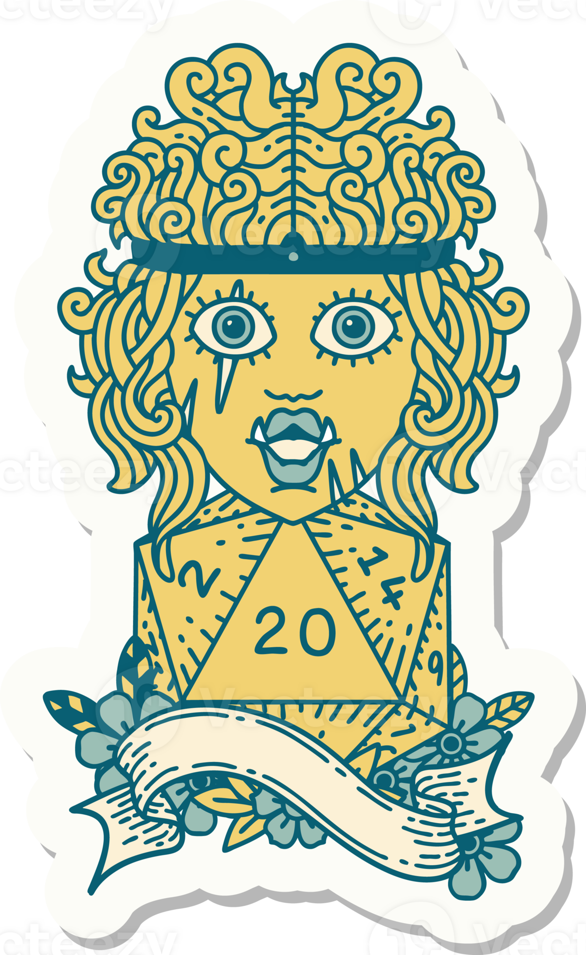 Sticker Of A Half Orc Barbarian With Natural Twenty Dice Roll 45184605 Png