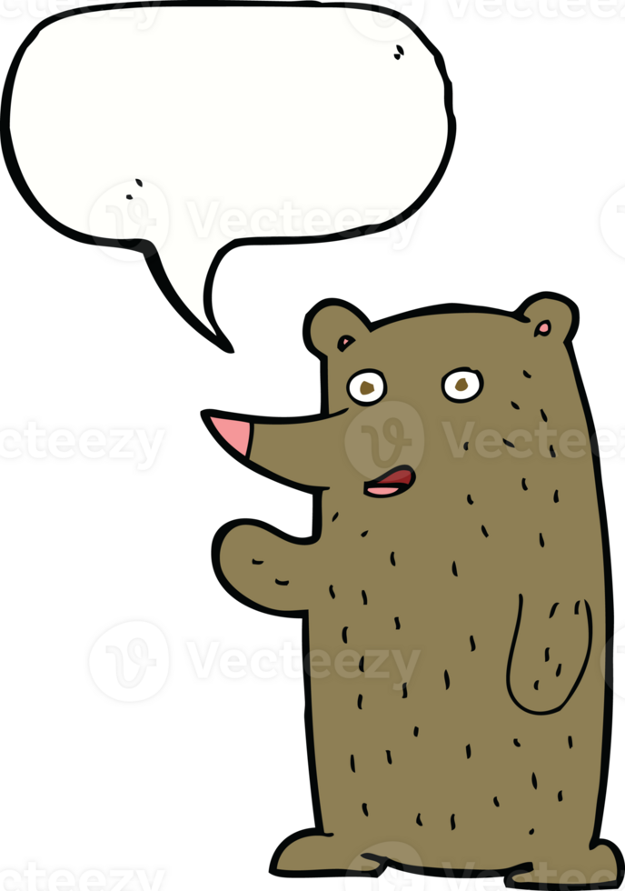 Cartoon Waving Bear With Speech Bubble 45189124 Png