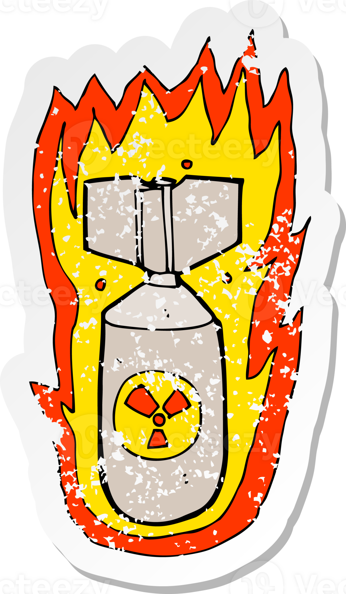 retro distressed sticker of a cartoon flaming bomb 45190338 PNG