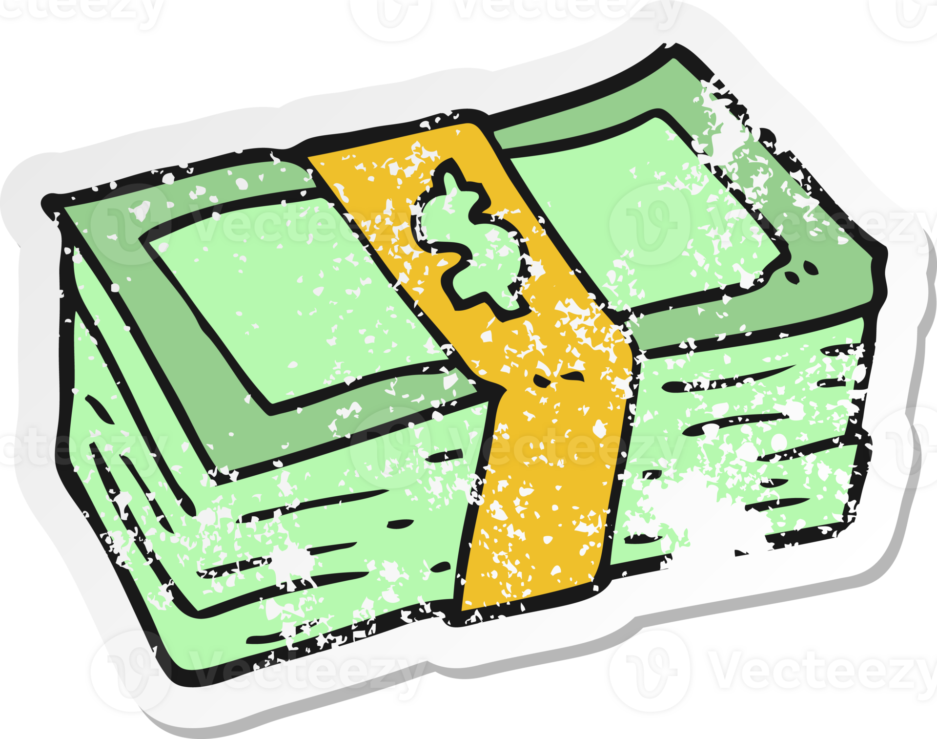 distressed sticker of a cartoon cash 45191237 PNG