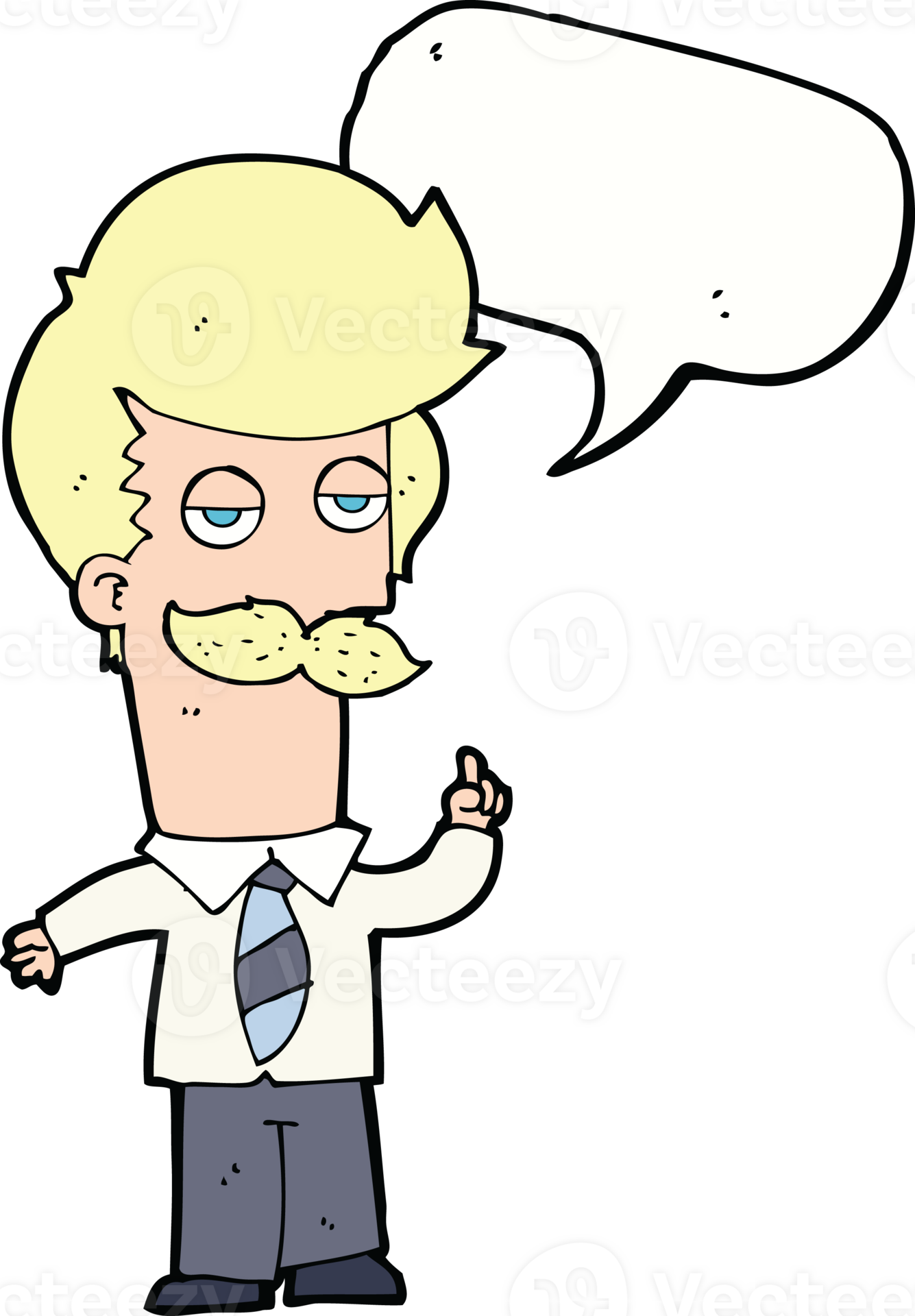 Cartoon Mna With Mustache Explaining With Speech Bubble 45194898 Png