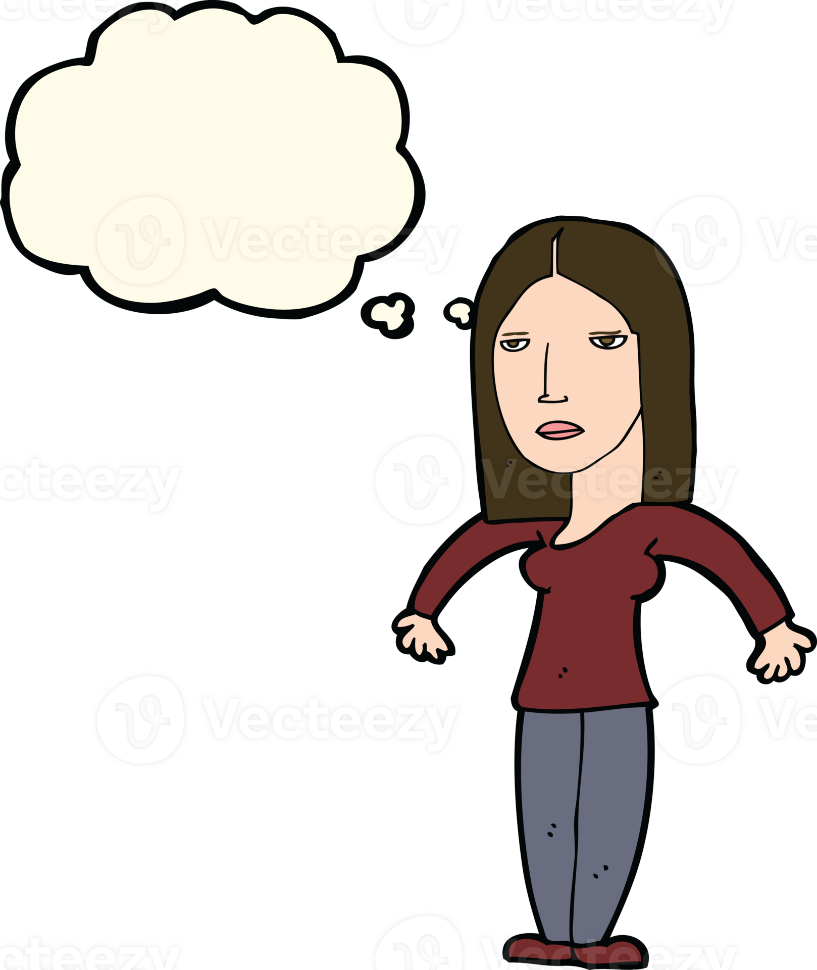 Cartoon Annoyed Woman With Thought Bubble 45194904 Png