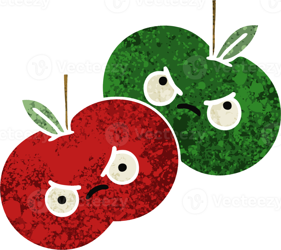 Retro Ilustración Estilo Dibujos Animados De Un Jugoso Manzana 45196249 Png