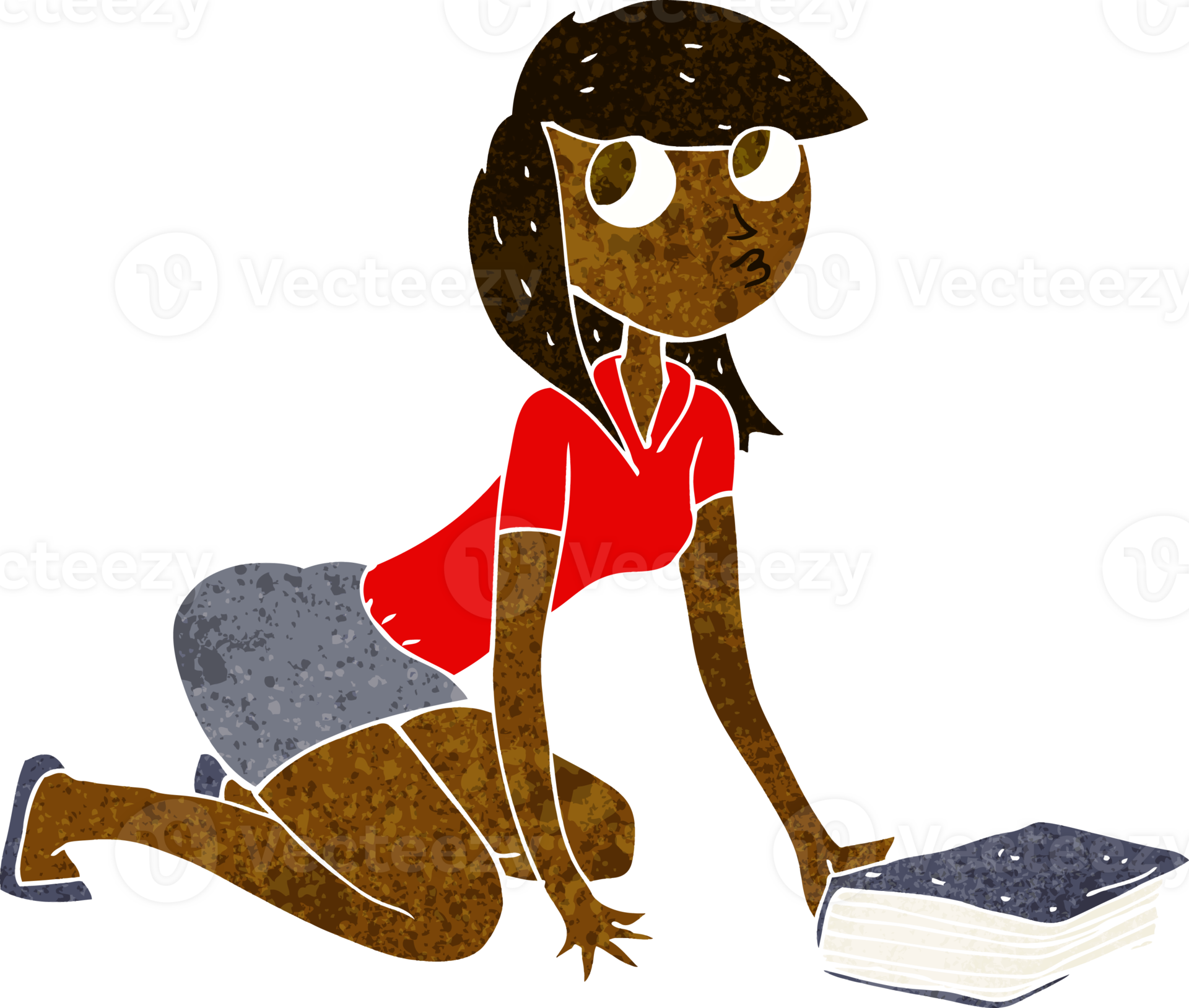 Cartoon Girl Picking Up Book 45199611 Png