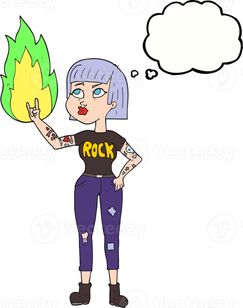 Drawn Thought Bubble Cartoon Rock Girl 45203786 Png