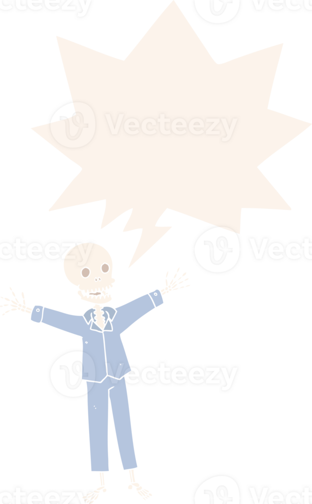 Dibujos Animados Esqueleto Vistiendo Pijama Con Habla Burbuja En Retro Estilo 45204792 Png