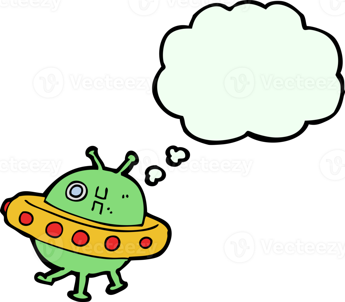 Cartoon Ufo With Thought Bubble 45208047 Png