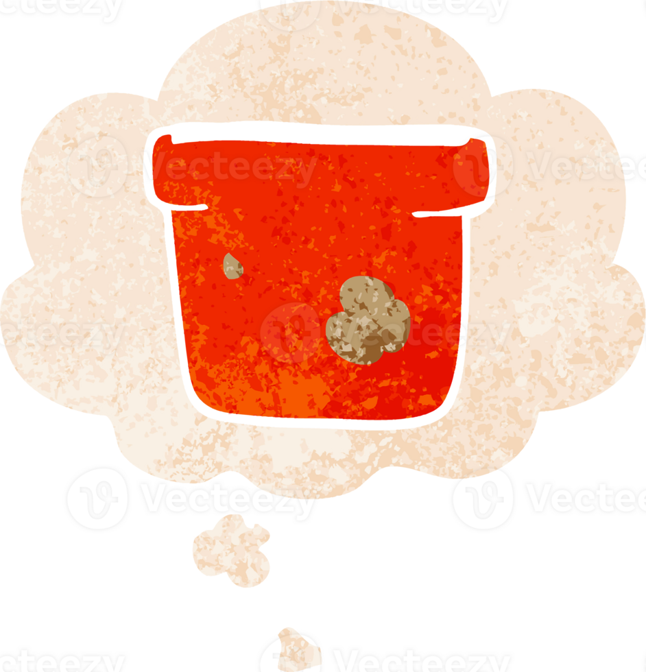 cartoon plant pot with thought bubble in grunge distressed retro textured style 45210162 PNG