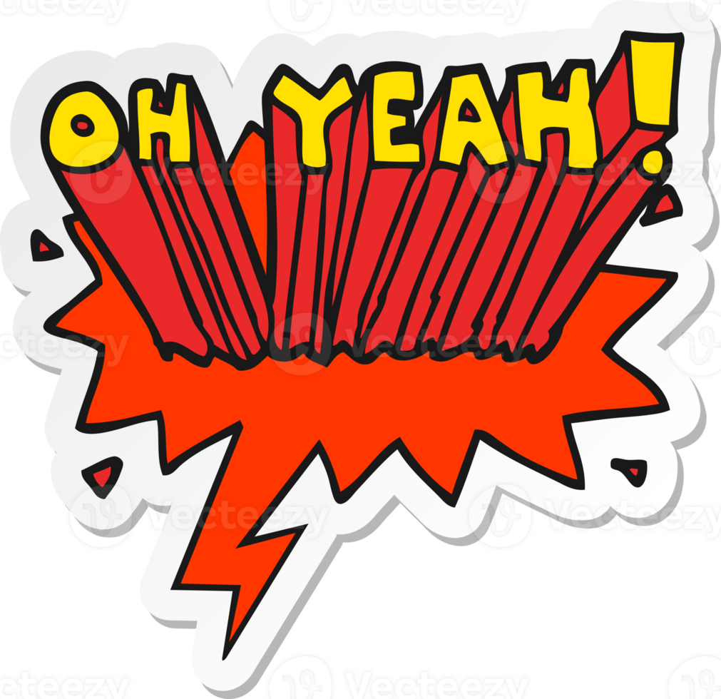 Cartoon Text Oh Yeah With Speech Bubble Sticker 45210634 Png