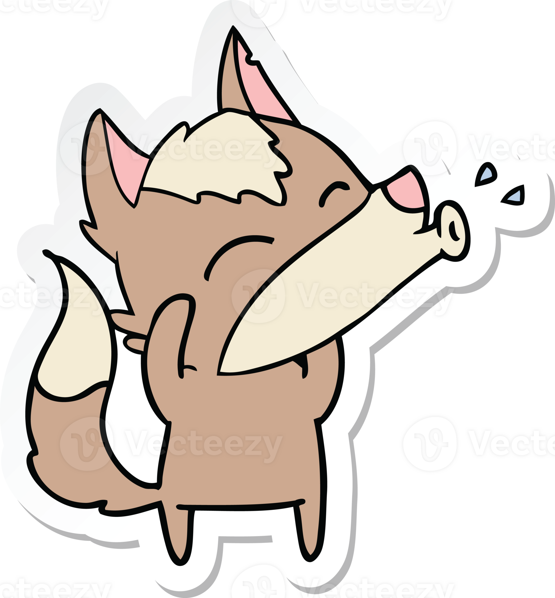 Sticker Of A Howling Wolf Cartoon 45211397 Png
