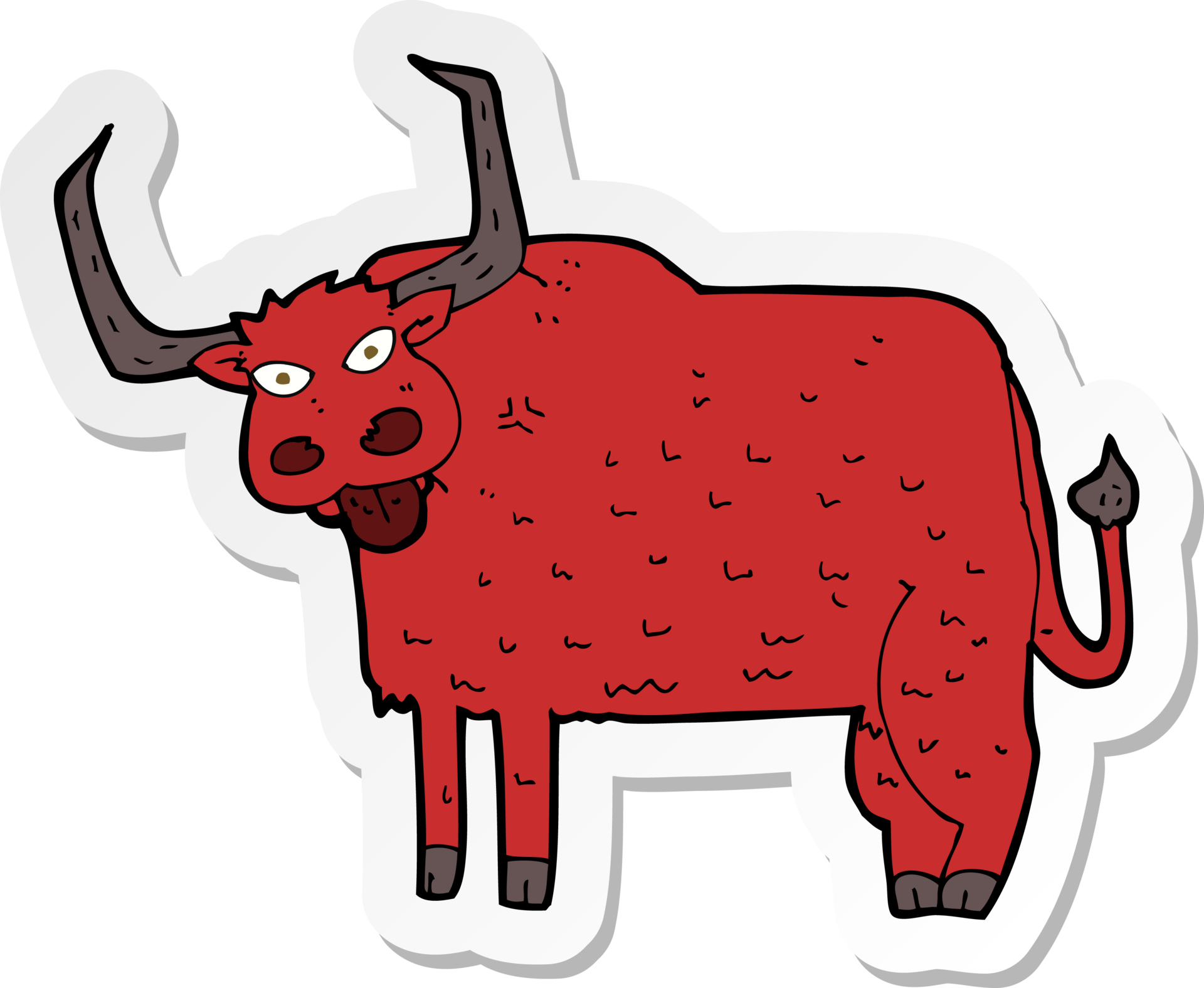 Pegatina De Una Vaca Peluda De Dibujos Animados 45212591 Png
