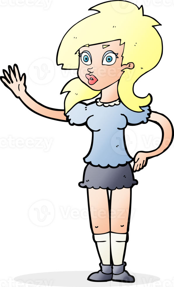 Mujer Bonita De Dibujos Animados Agitando La Atención 45213284 Png