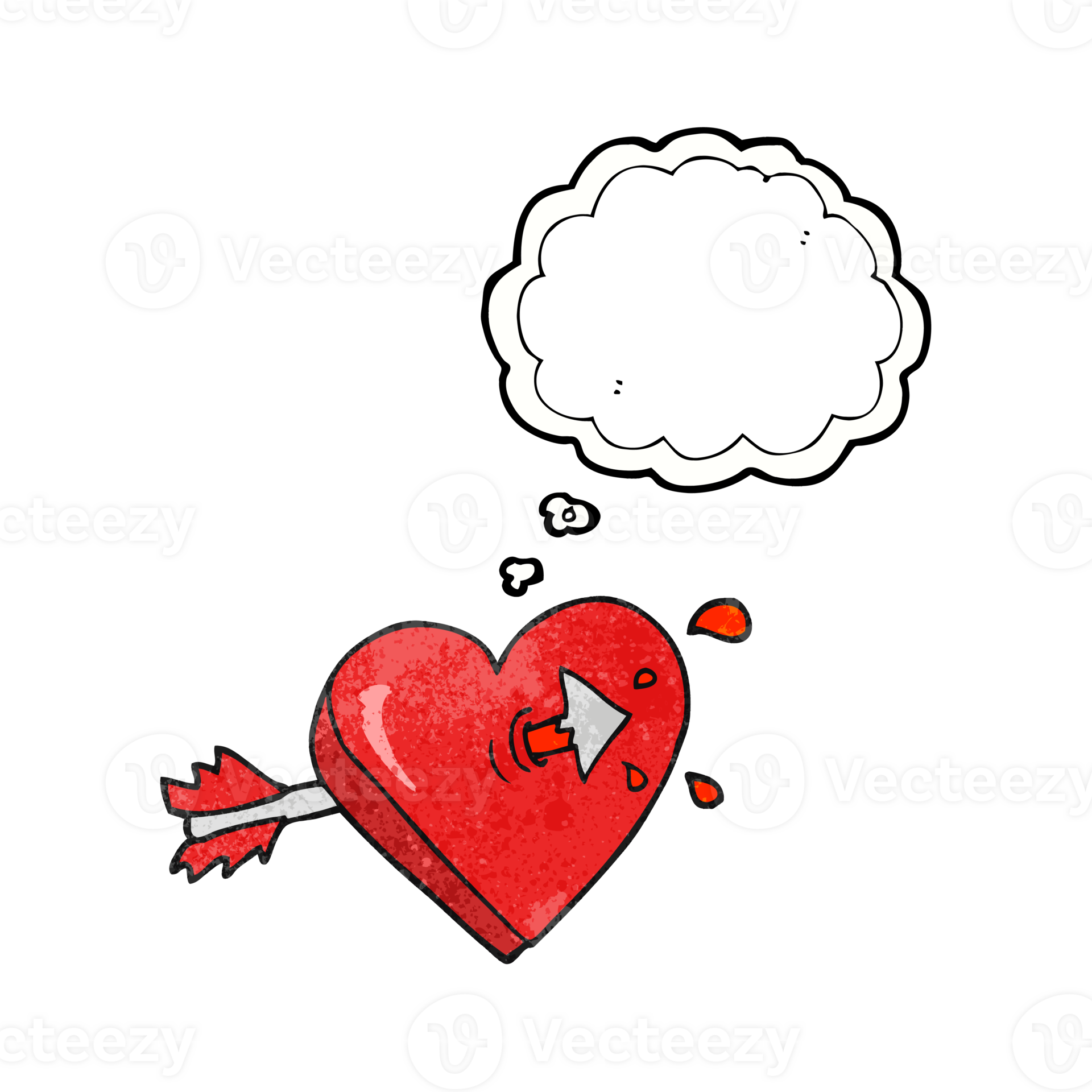 Hand Drawn Thought Bubble Textured Cartoon Arrow Through Heart Hand Drawn Thought Bubble