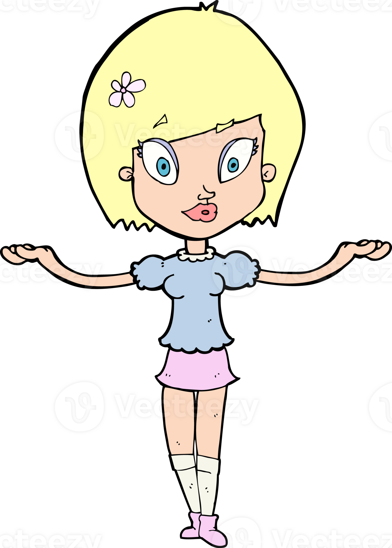 Cartoon Woman Making Balancing Gesture 45218969 Png