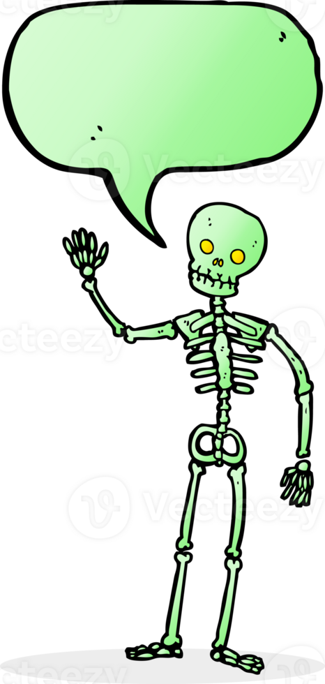 Cartoon Waving Skeleton With Speech Bubble 45226192 Png