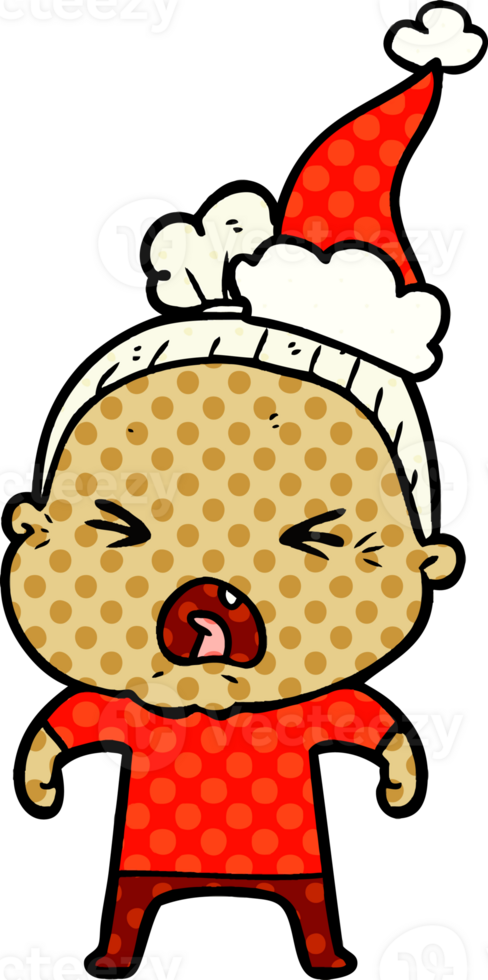 hand drawn comic book style illustration of a angry old woman wearing ...