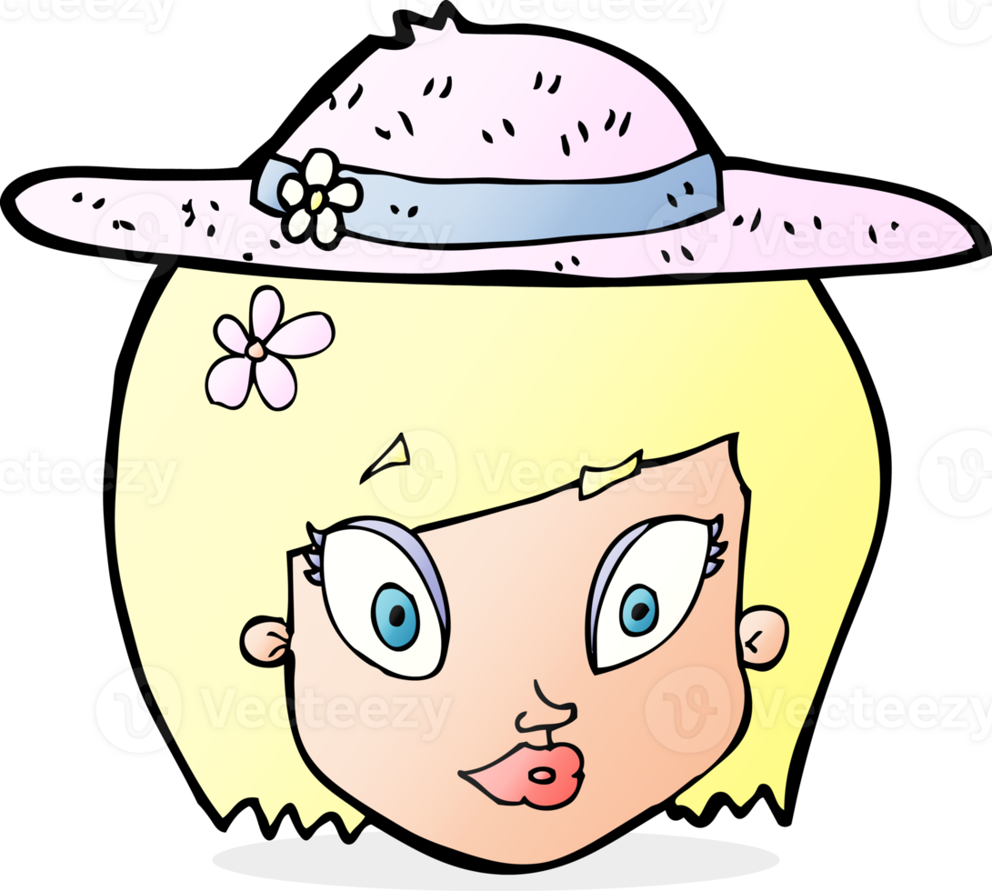 Cartoon Woman Wearing Summer Hat 45226677 Png