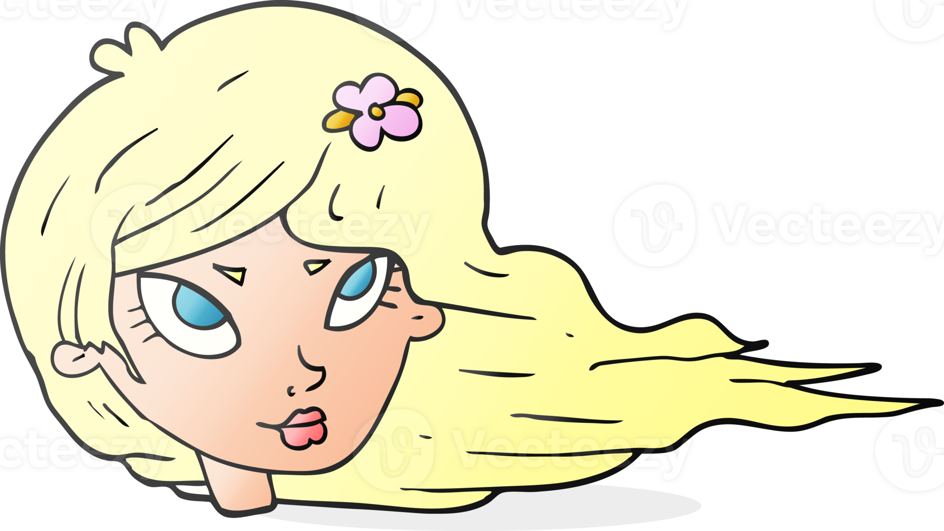 Hand Drawn Cartoon Woman With Blowing Hair 45228521 Png