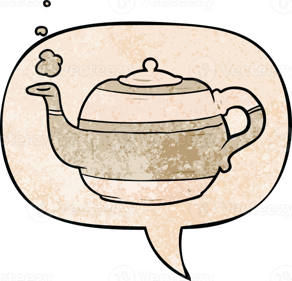 Cartoon Tea Pot With Speech Bubble In Retro Texture Style 45229538 Png