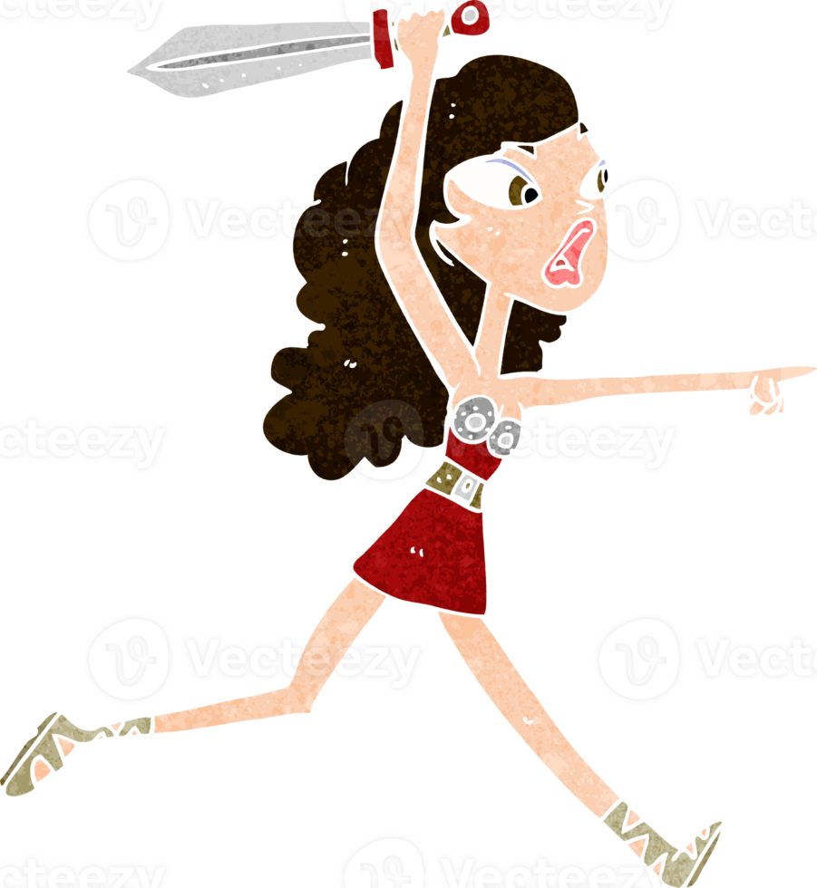 Cartoon Viking Girl With Sword 45231511 Png