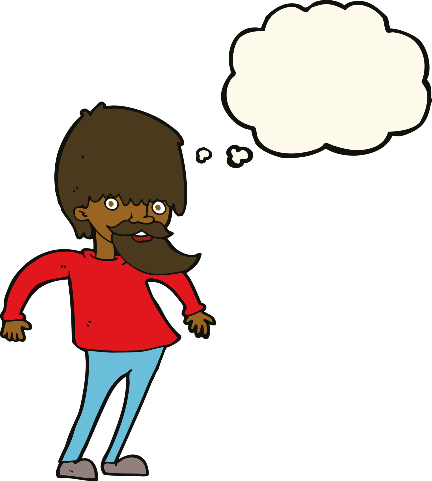 Cartoon Bearded Man Shrugging Shoulders With Thought Bubble 45236138 Png
