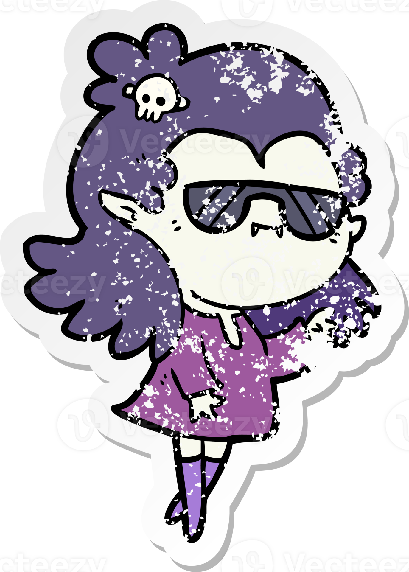 distressed sticker of a cartoon cool vampire 45237216 PNG