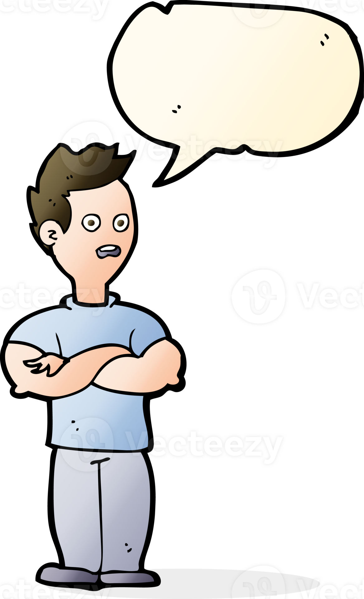 cartoon man with crossed arms with speech bubble 45237930 PNG