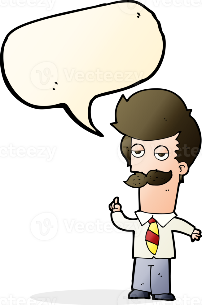 Cartoon Man With Mustache Explaining With Speech Bubble 45243397 Png