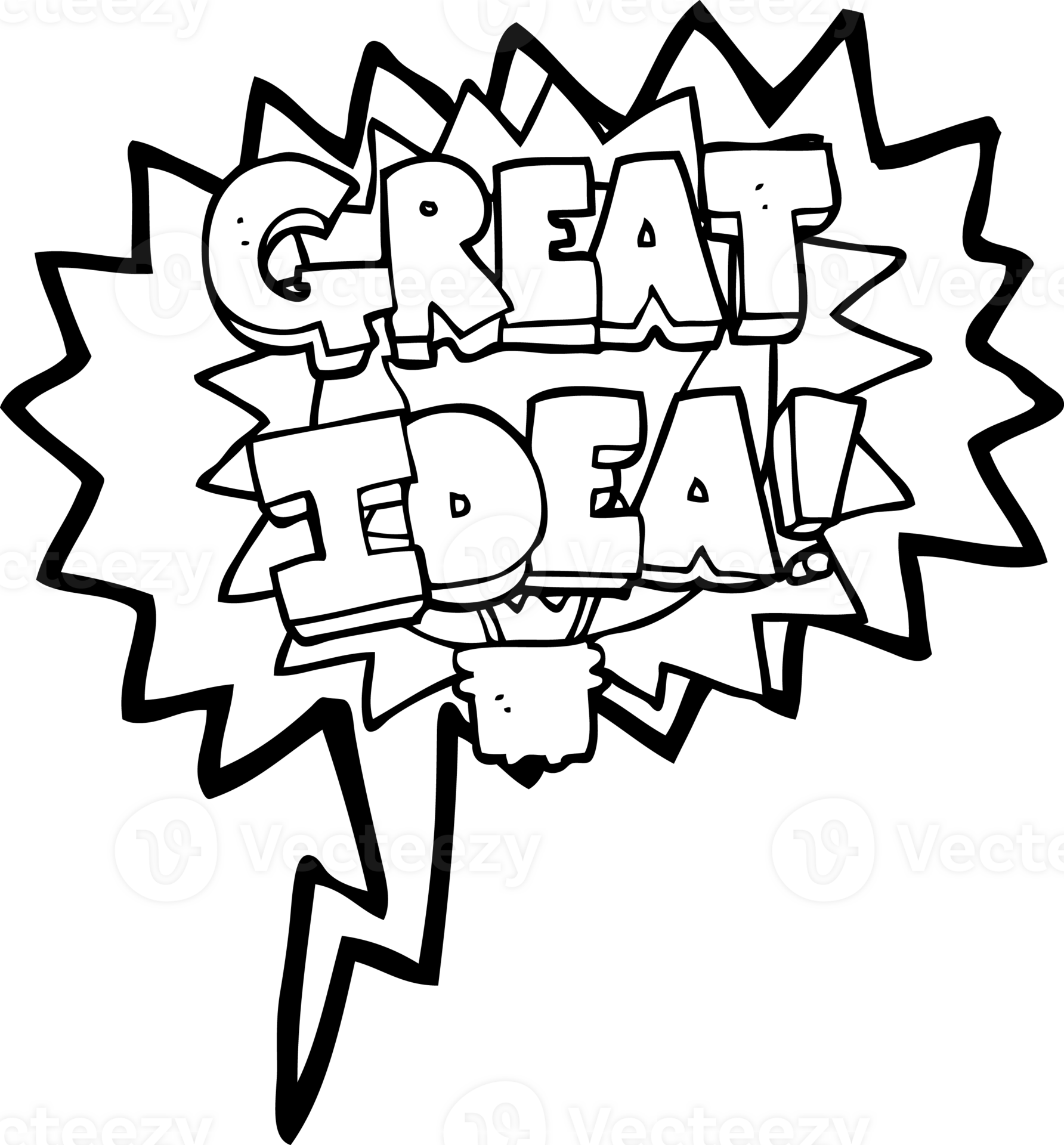 hand drawn speech bubble cartoon GREAT IDEA symbol 45244708 PNG