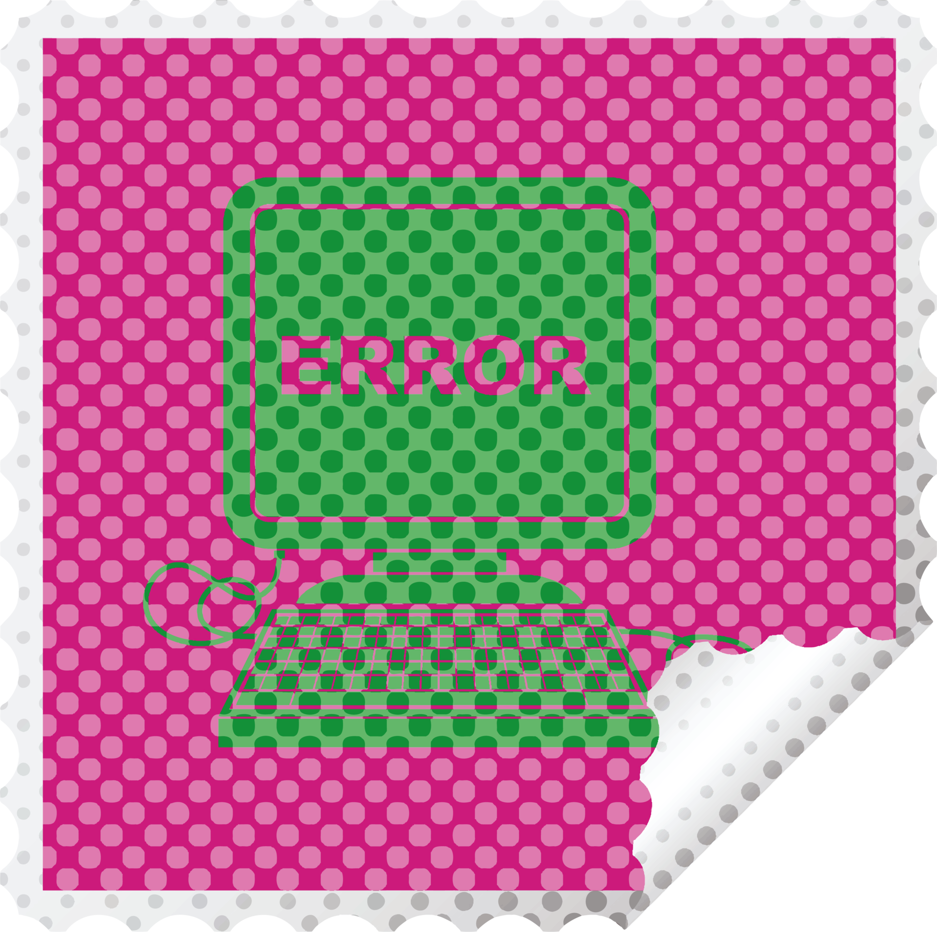 Computer Error Illustration Square Peeling Sticker 45244806 Png